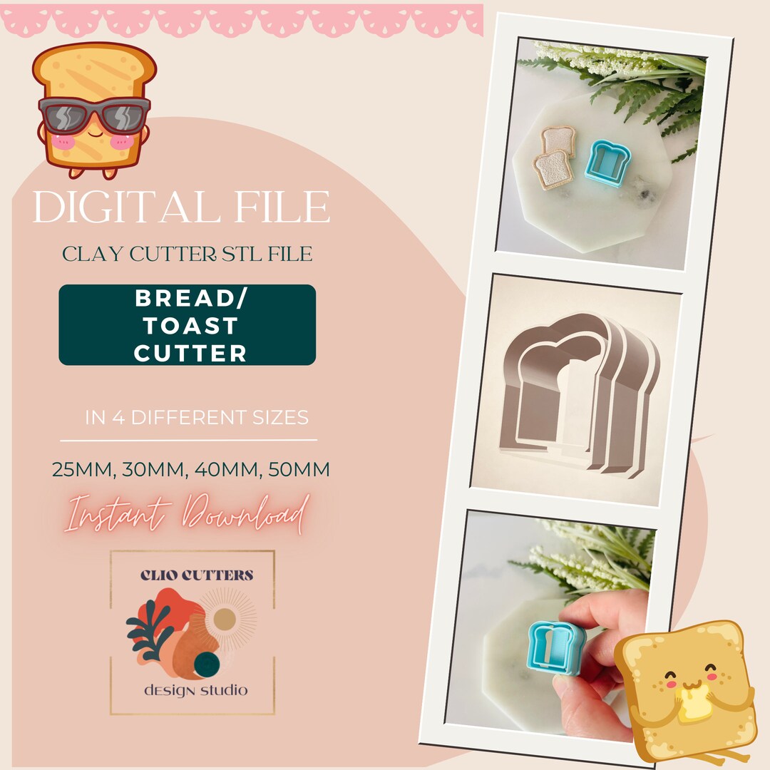 Toast Polymer Clay Cutter STL File: Bread Slice, Breakfast Shape ...