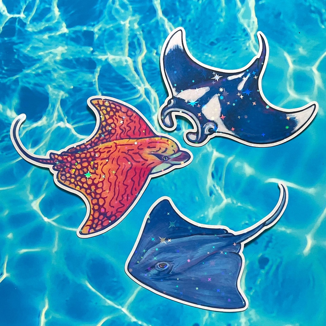 Holographic Ray Stickers / Manta + Sting + Eagle Ray / Handmade Artist ...