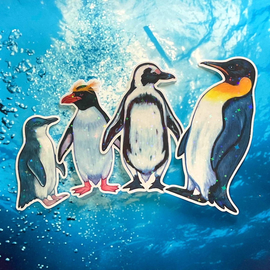 Holographic Penguin Stickers / Emperor + Macaroni + Fairy + African ...