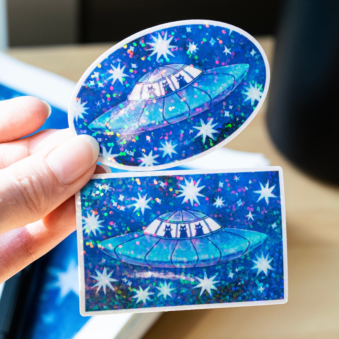 FUR-ST CONTACT Cute Cat Alien Sticker / Handmade Artist Vinyl - Etsy