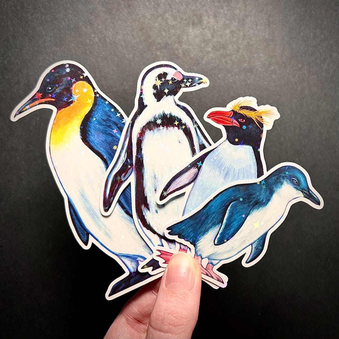Holographic Penguin Stickers / Emperor + Macaroni + Fairy + African ...