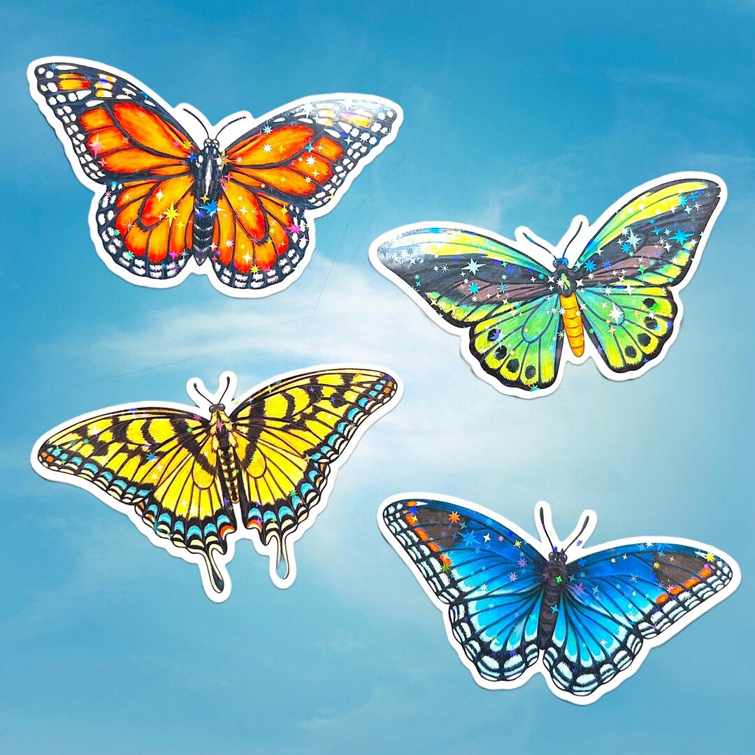 Butterfly Holographic Vinyl Stickers / Monarch + Tiger Swallowtail ...