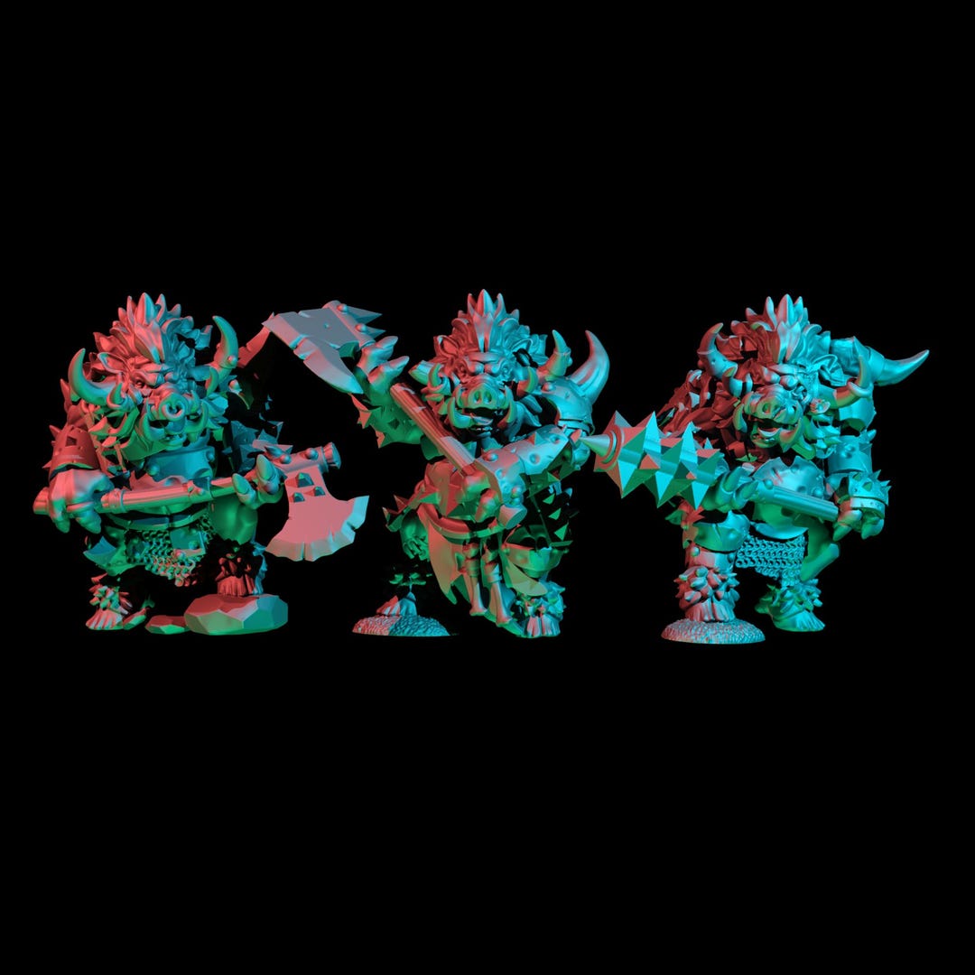 3 Pig Ogres - Beastmen Monstrous Creatures of Chaos for Fantasy RPG ...