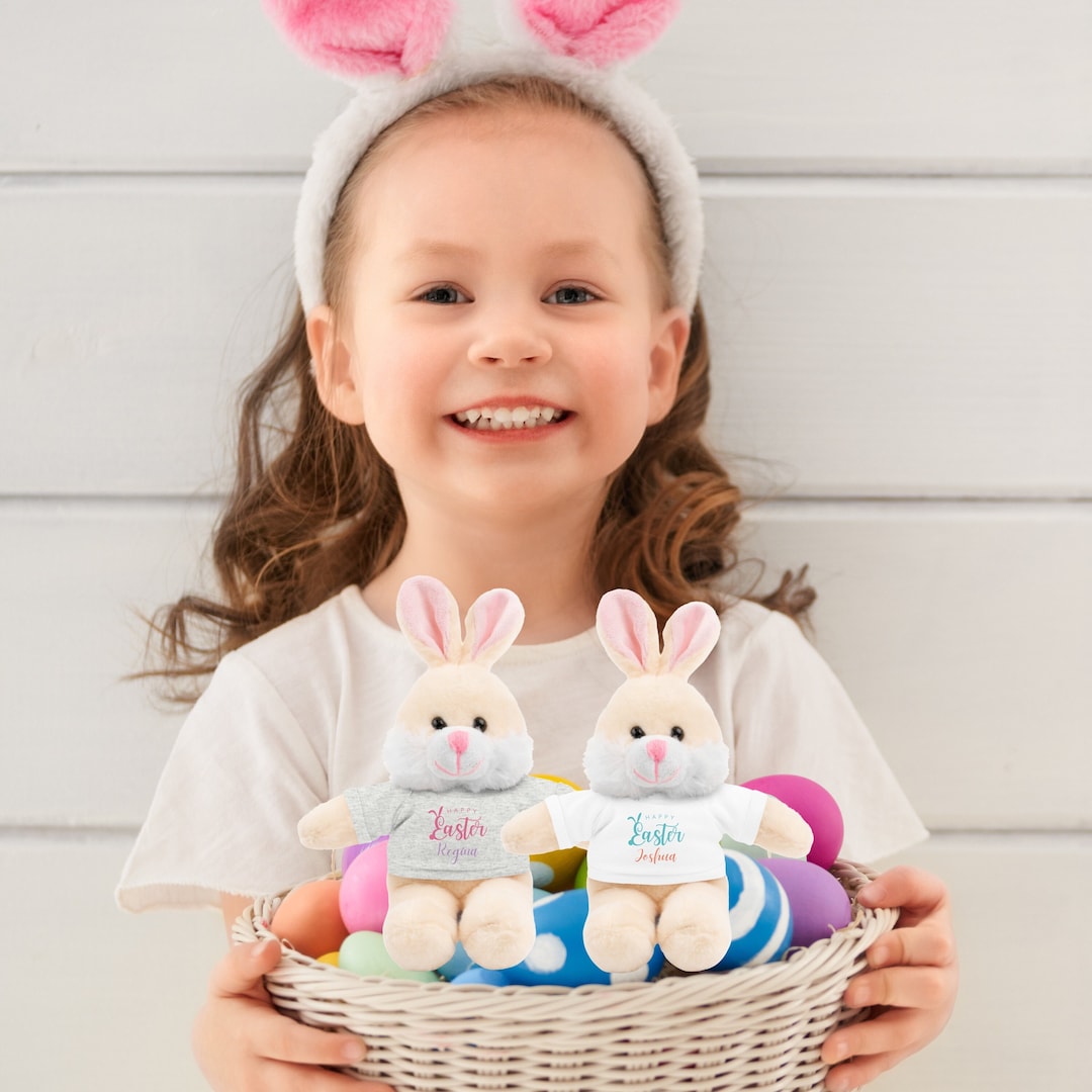 Happy Easter Personalized Stuffed Animal, Easter Bunny, Easter Plushie ...