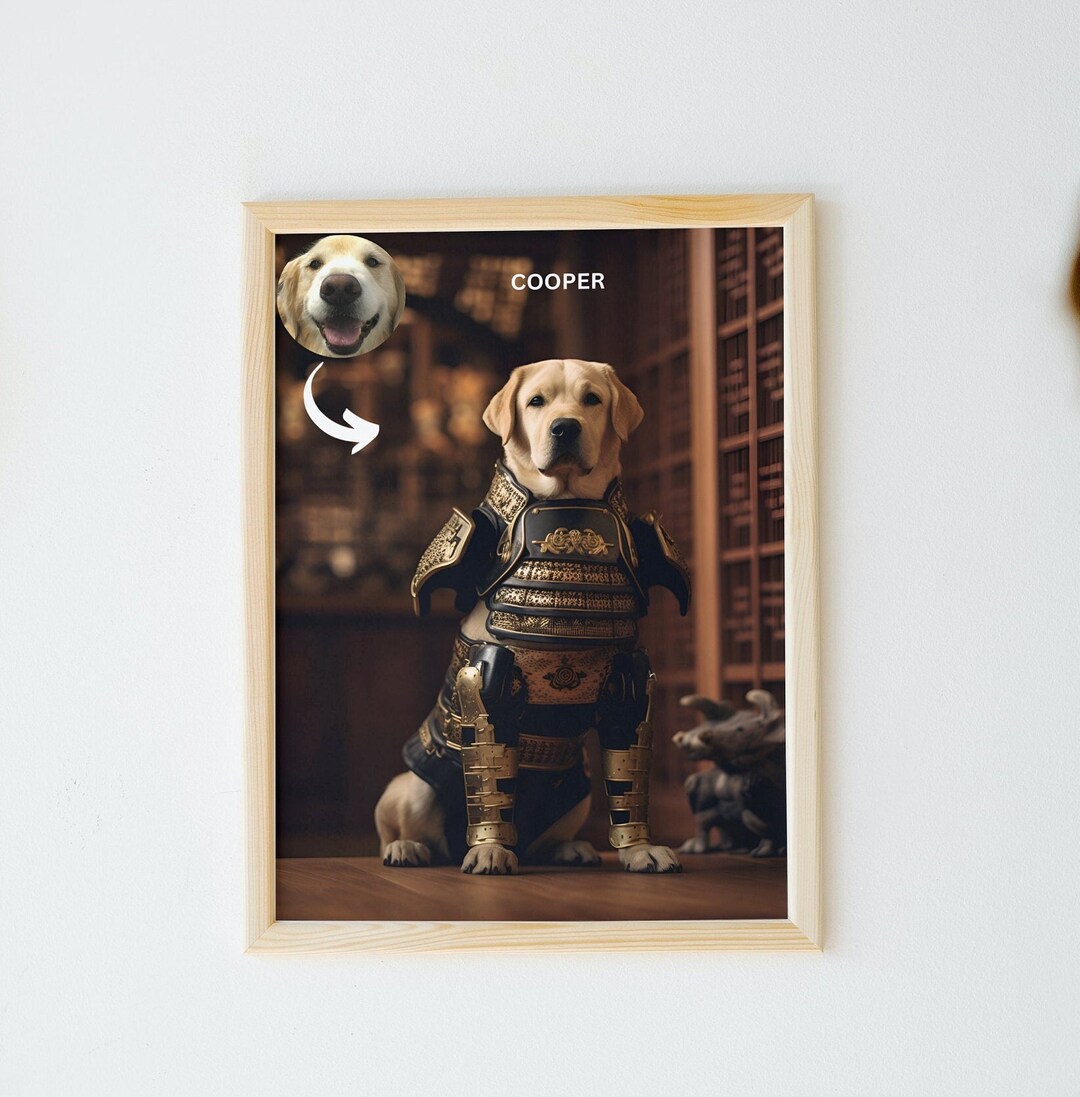 Custom Pet Portrait Samurai Dog Samurai Cat Cool Portrait - Etsy