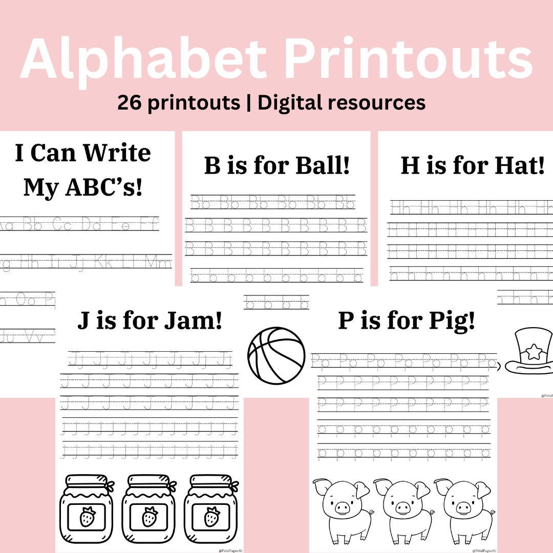 Upper and Lowercase Traceable Alphabet Sheets 26 Sheets - Etsy