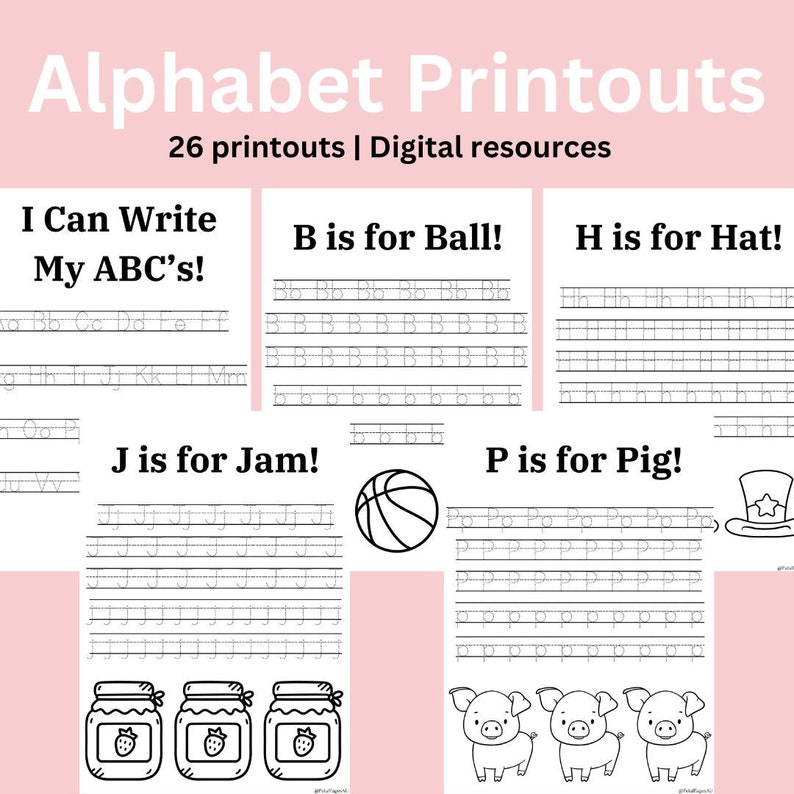 Upper and Lowercase Traceable Alphabet Sheets 26 Sheets - Etsy