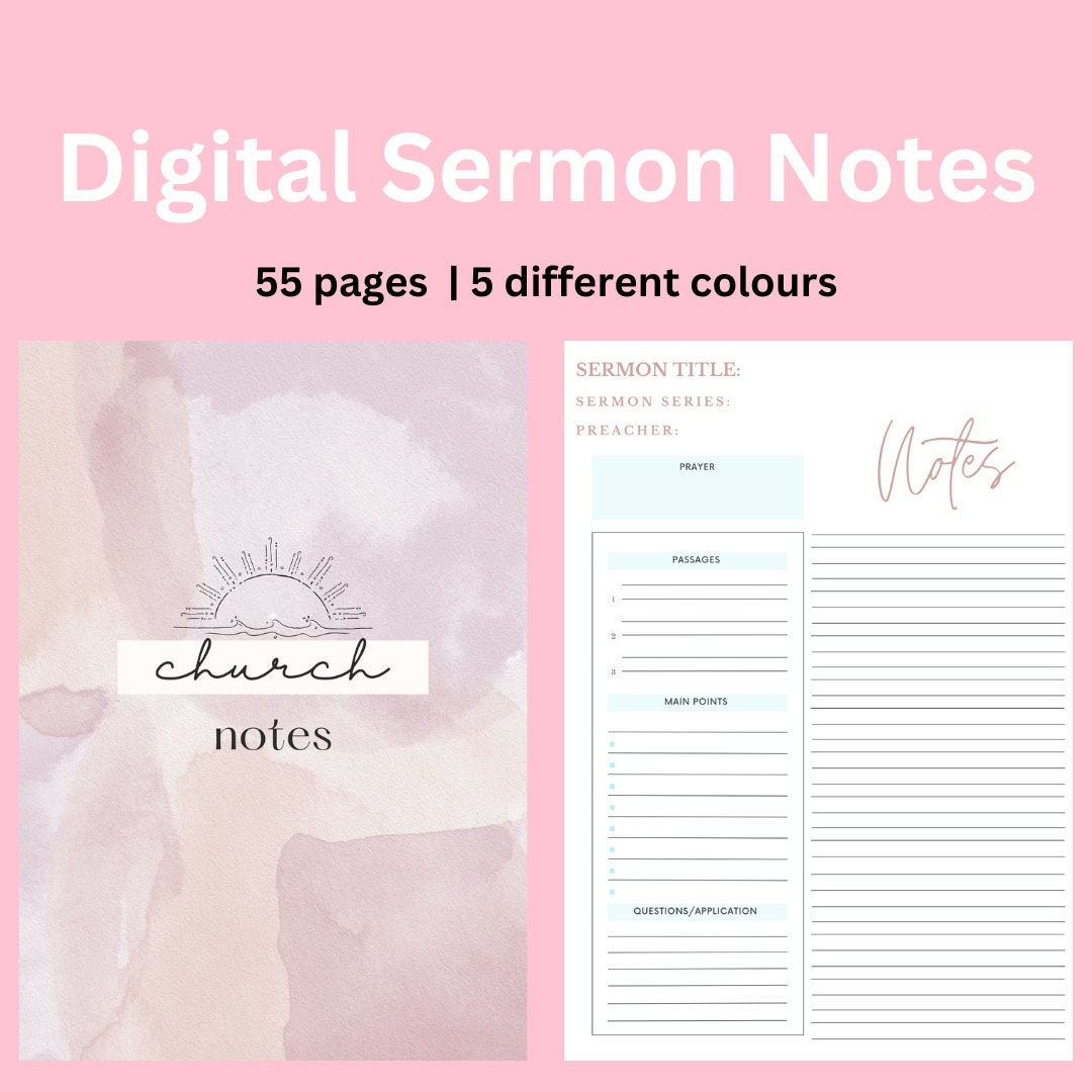 Sermon Notes, Pastel Sermon Notes Journal - Perfect for Reflective ...