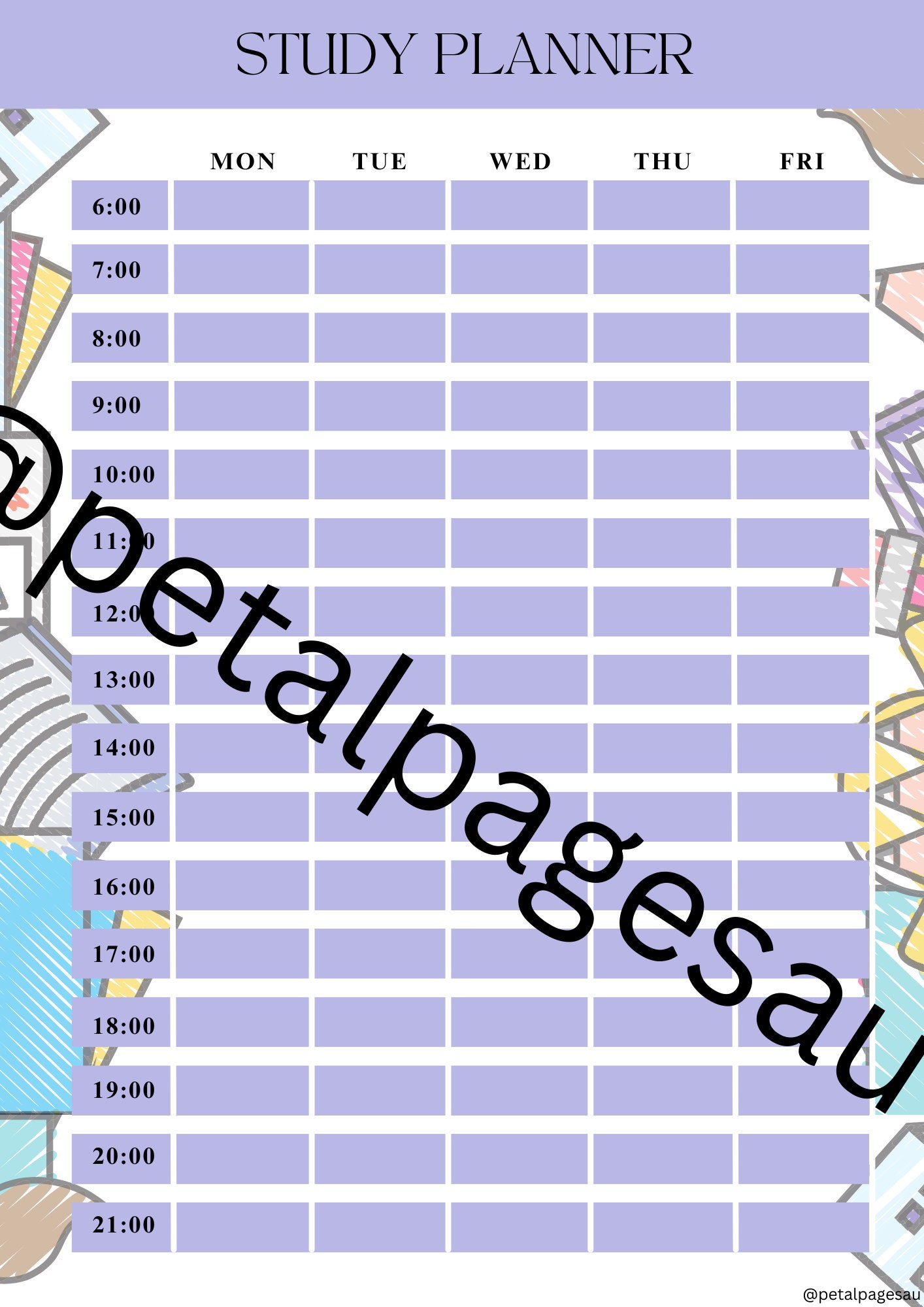 Study Planner, Weekly Schedule, High School Diary, PDF, Colorful Weekly ...