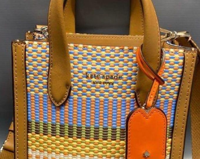 Kate Spade New York Manhattan Woven Striped Multi Color Fabric With Tan ...