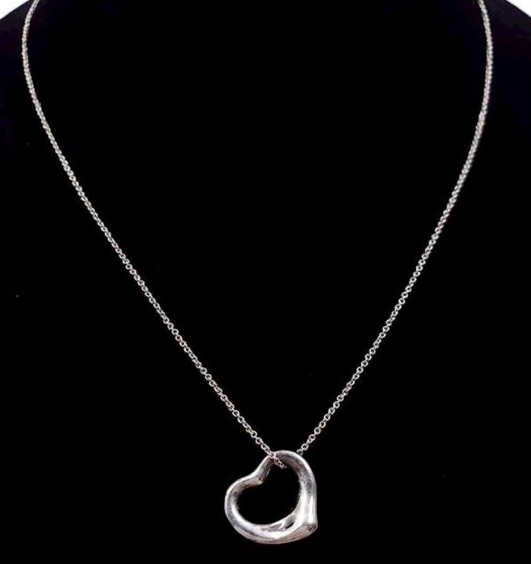 Genuine Tiffany & Co. Elsa Peretti 925 Sterling Silver Heart Pendant Necklace Preowned Vintage ...