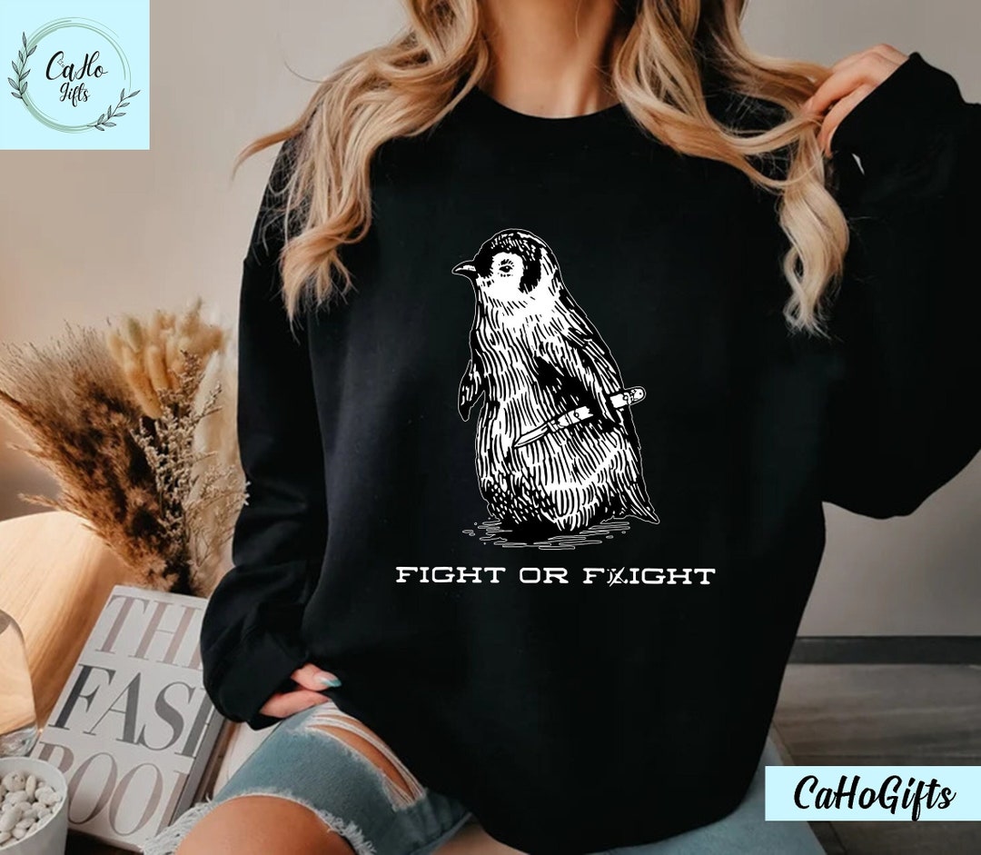 Fight or Flight Funny Penguin Pun Fight or Flight Meme Tshirt, Fight or ...