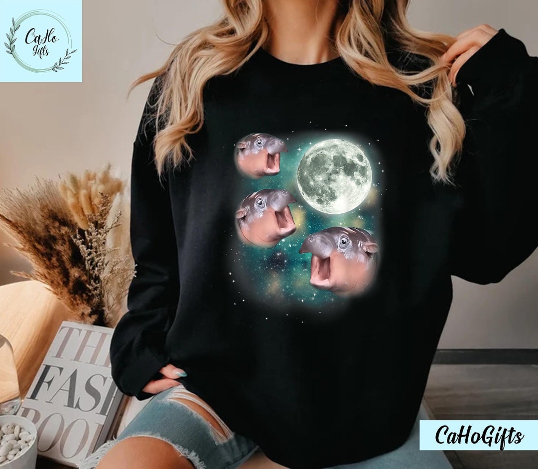 3 Moon-deng Baby Hippo Meme Funny Cute Hippopotamus T-shirt, Bouncy Pig ...