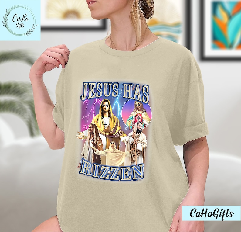 Jesus Has Rizzen Shirt, He is Rizzen Jesus Rizz Shirt, Funny Jesus Meme ...
