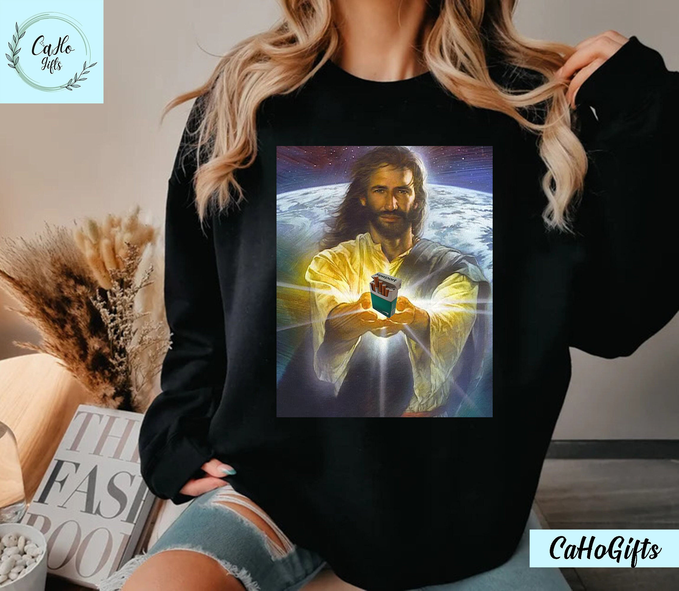 Jesus Holding Cigarettes | Newport | Funny Meme T-shirt | Oddly ...
