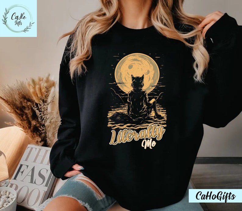 Sitting Wolf Literally Me Funny Meme Shirt, Wolf Meme Tee, Wolf Ripping ...