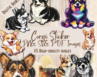 Corgi PNG SVG Bundle 18 Images Digital Printable Vector Instant ...