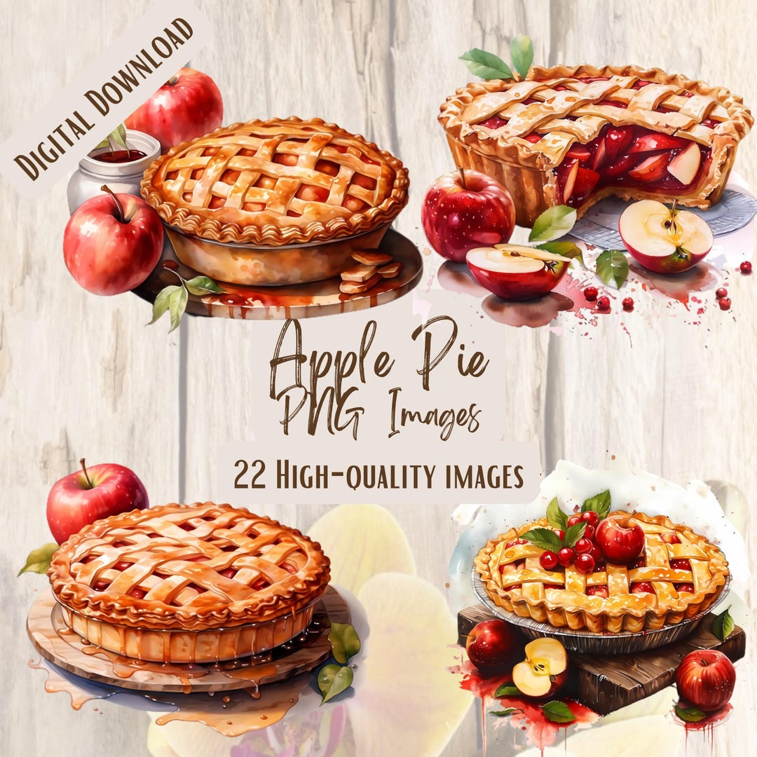 Apple Pie PNG Bundle, Watercolor Dessert Clipart, 22 Fall Baking ...