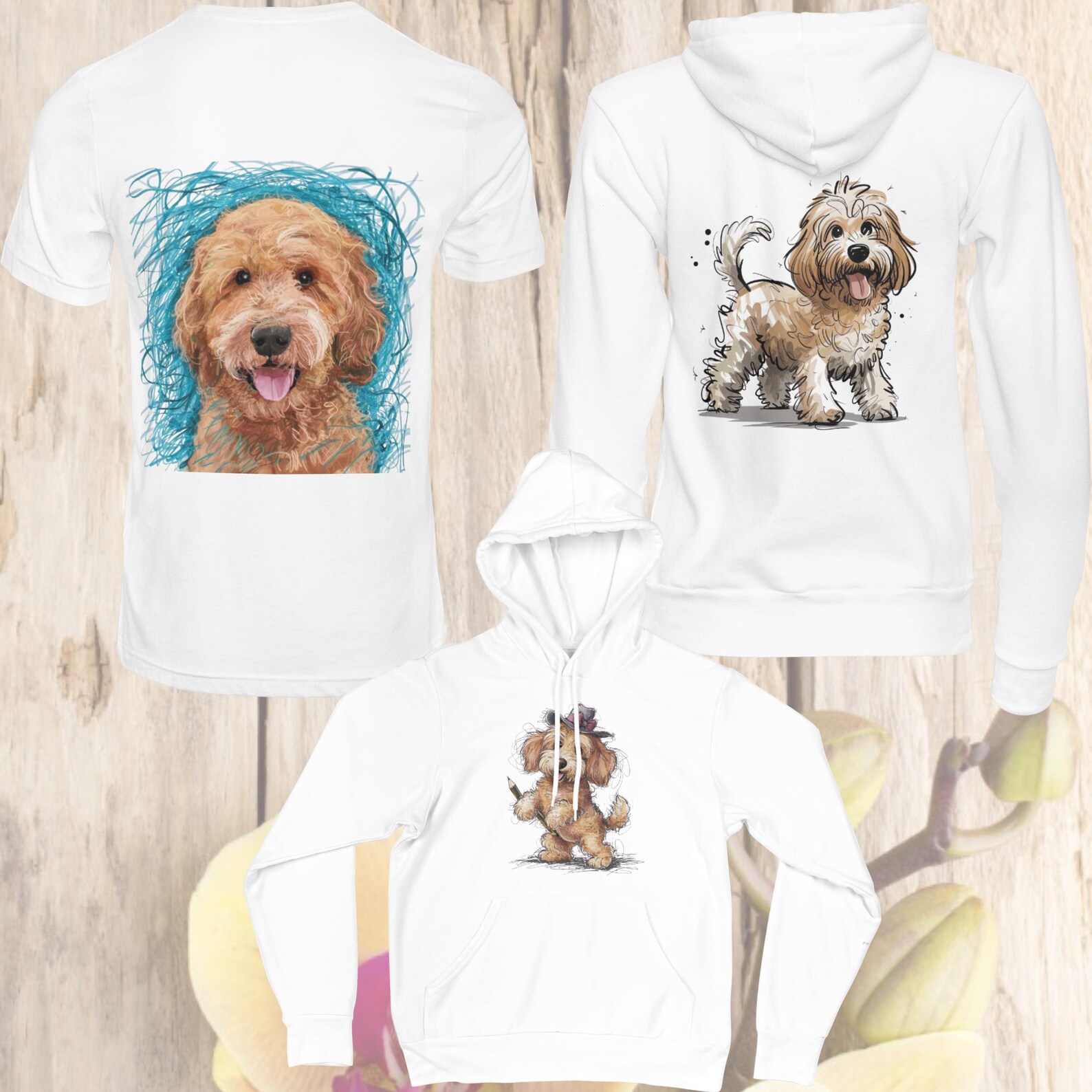Goldendoodle Scribble Drawing PNG SVG Bundle, 25 Sketch Style Dog ...
