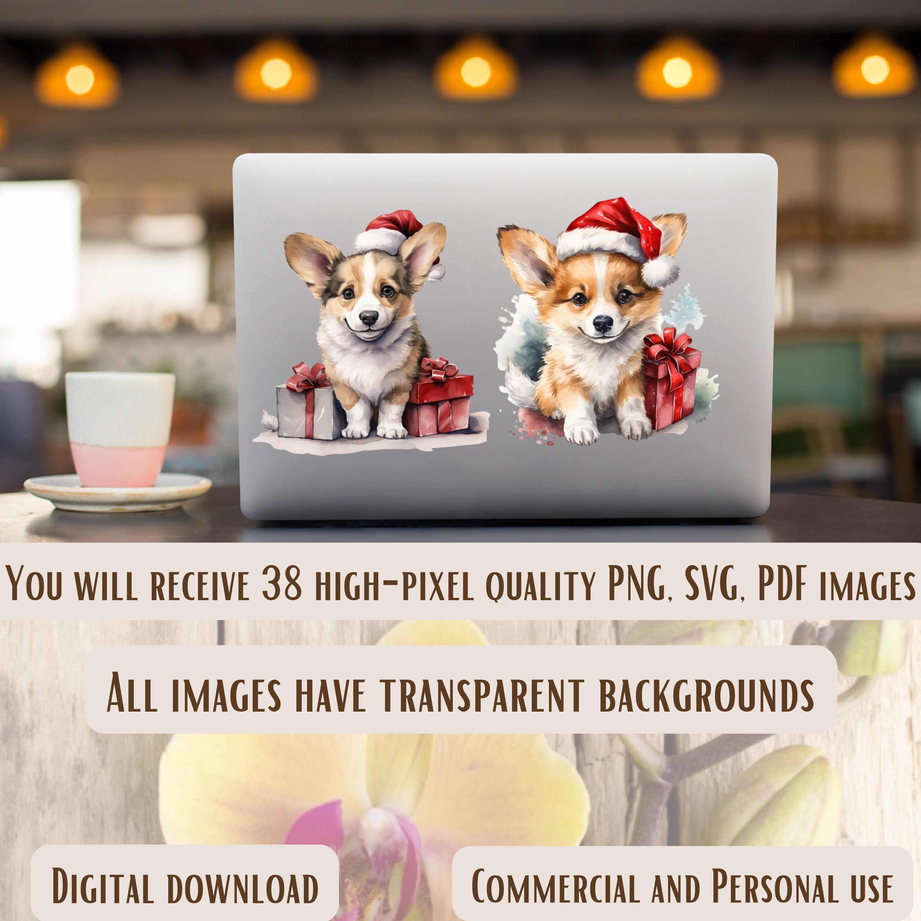 Corgi Christmas Watercolor PNG SVG Bundle, 38 Adorable Holiday Dog ...