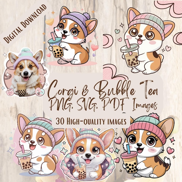 Corgi PNG SVG Bundle 18 Images Digital Printable Vector Instant ...