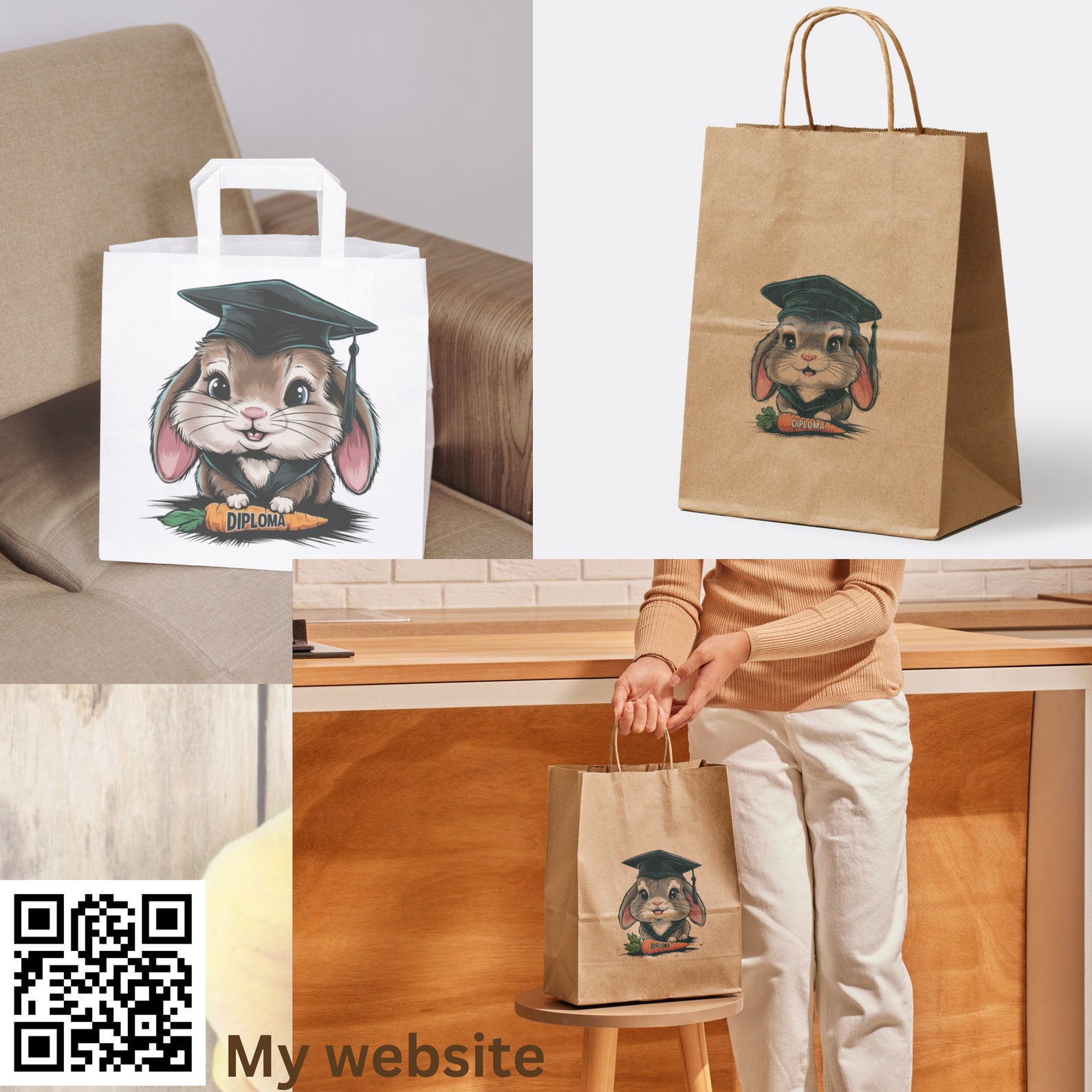 Bunny Graduation PNG SVG Bundle, 20 Adorable Graduate Bunny Clipart ...