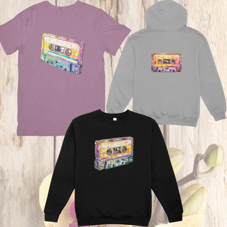 Cassette Tape Watercolor PNG SVG Bundle, 23 Retro Music Clipart Images ...