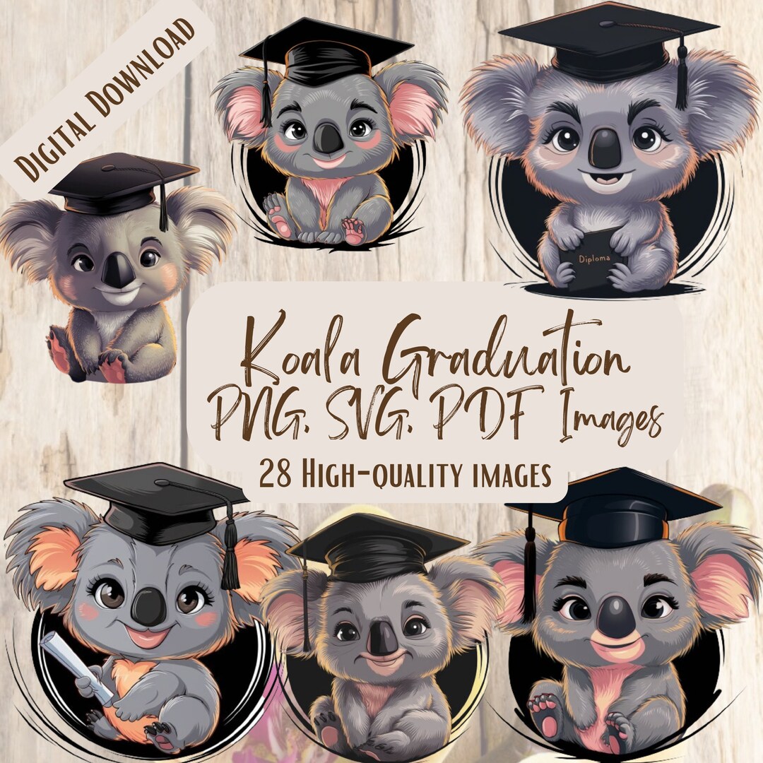 Koala Graduation PNG SVG Bundle 28 Images Digital Printable Vector ...