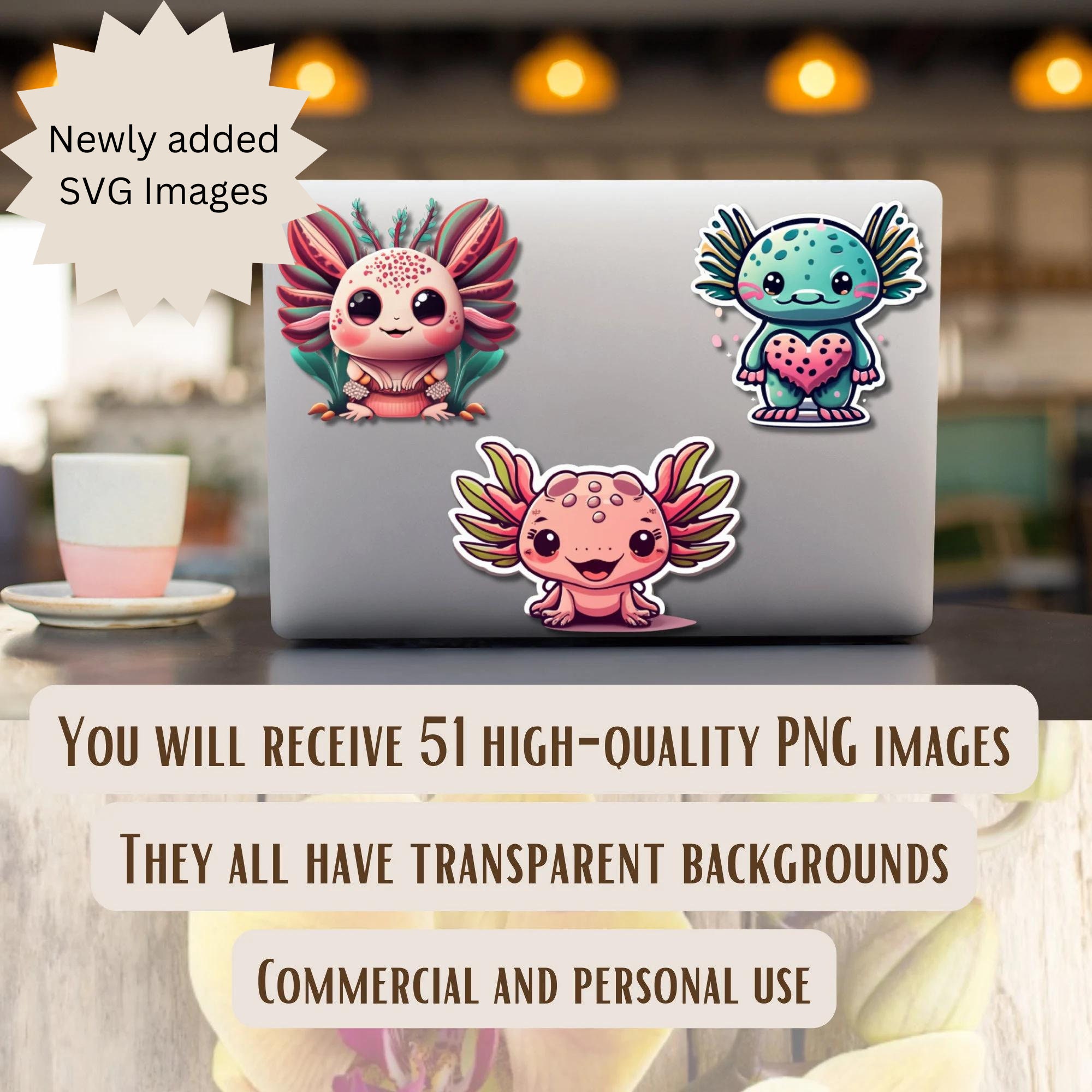 Axolotl PNG SVG Bundle 51 Images Digital Printable Vector Instant ...