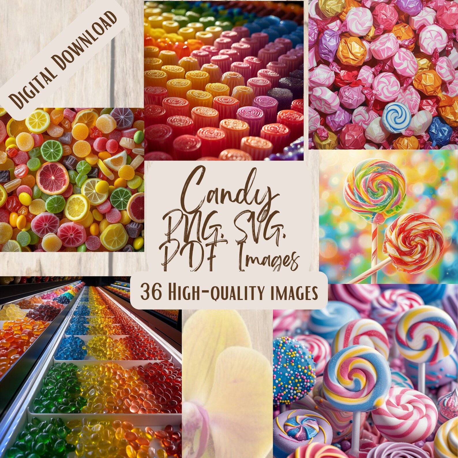 Candy PNG SVG Bundle 36 Images Digital Printable Vector Instant ...