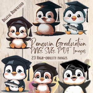 Penguin Graduation PNG SVG Bundle, 23 Adorable Clipart Designs for ...