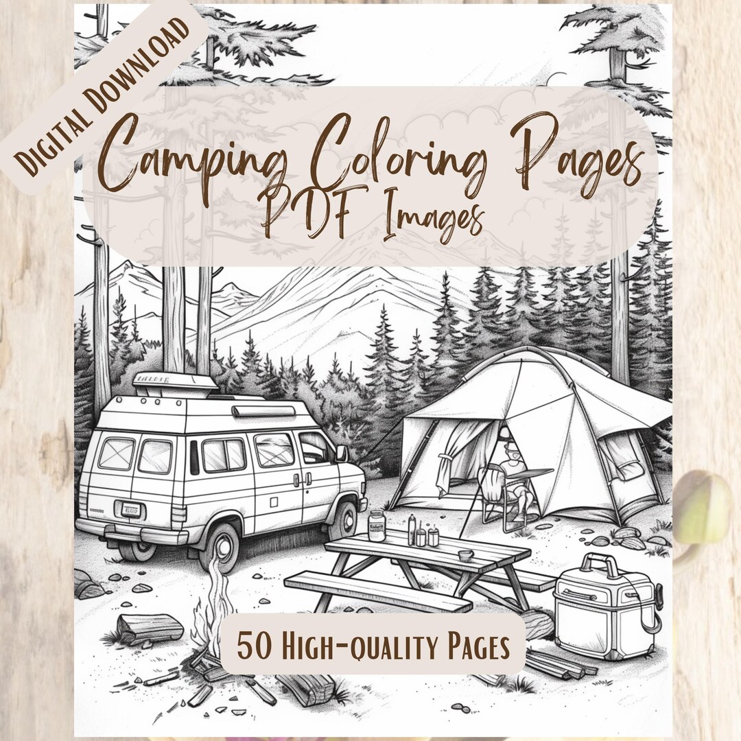 50 Camping Coloring Pages, Adventure & Nature-themed Printable Coloring ...