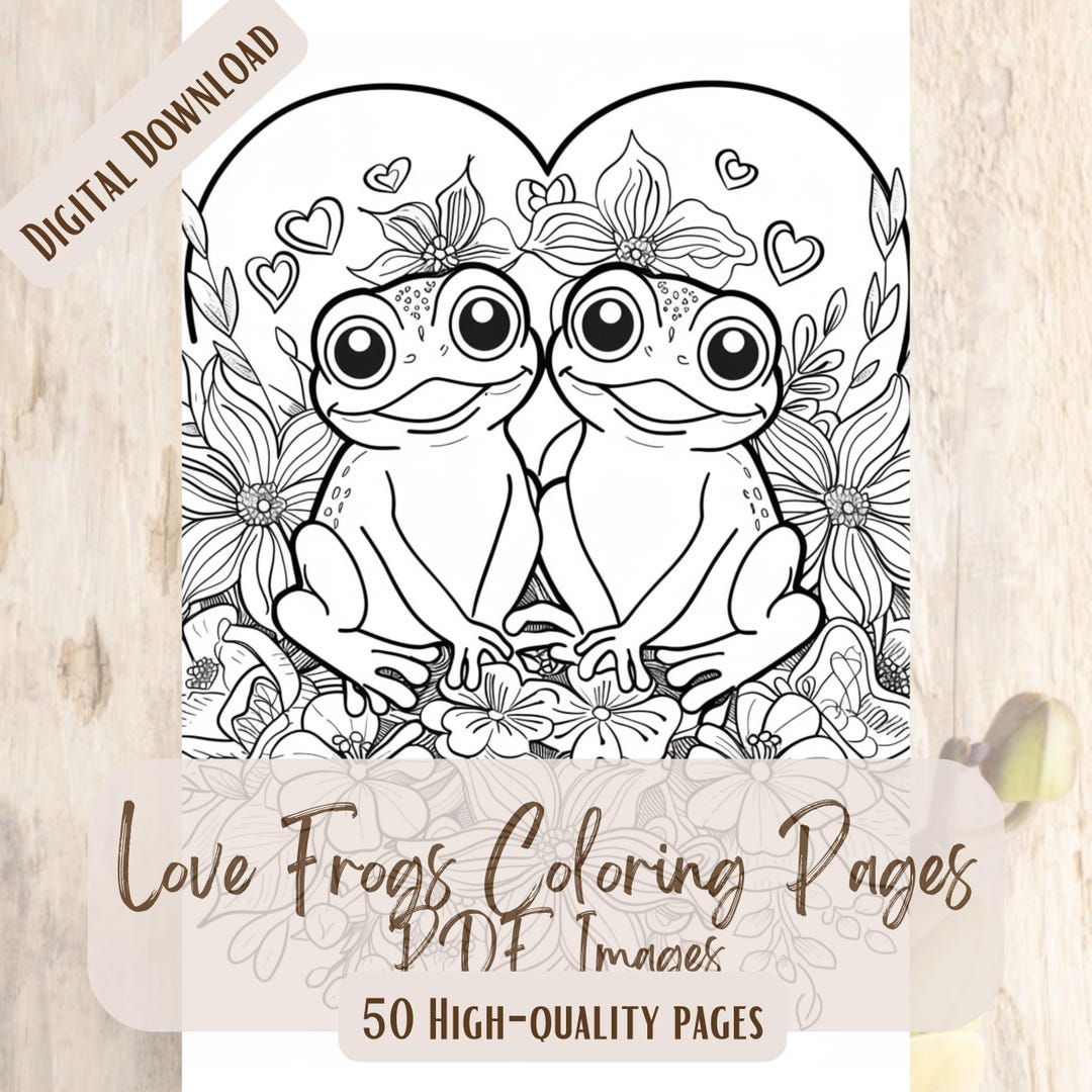 Love Frog Coloring Pages, 50 Cute Printable Frog Heart Designs ...