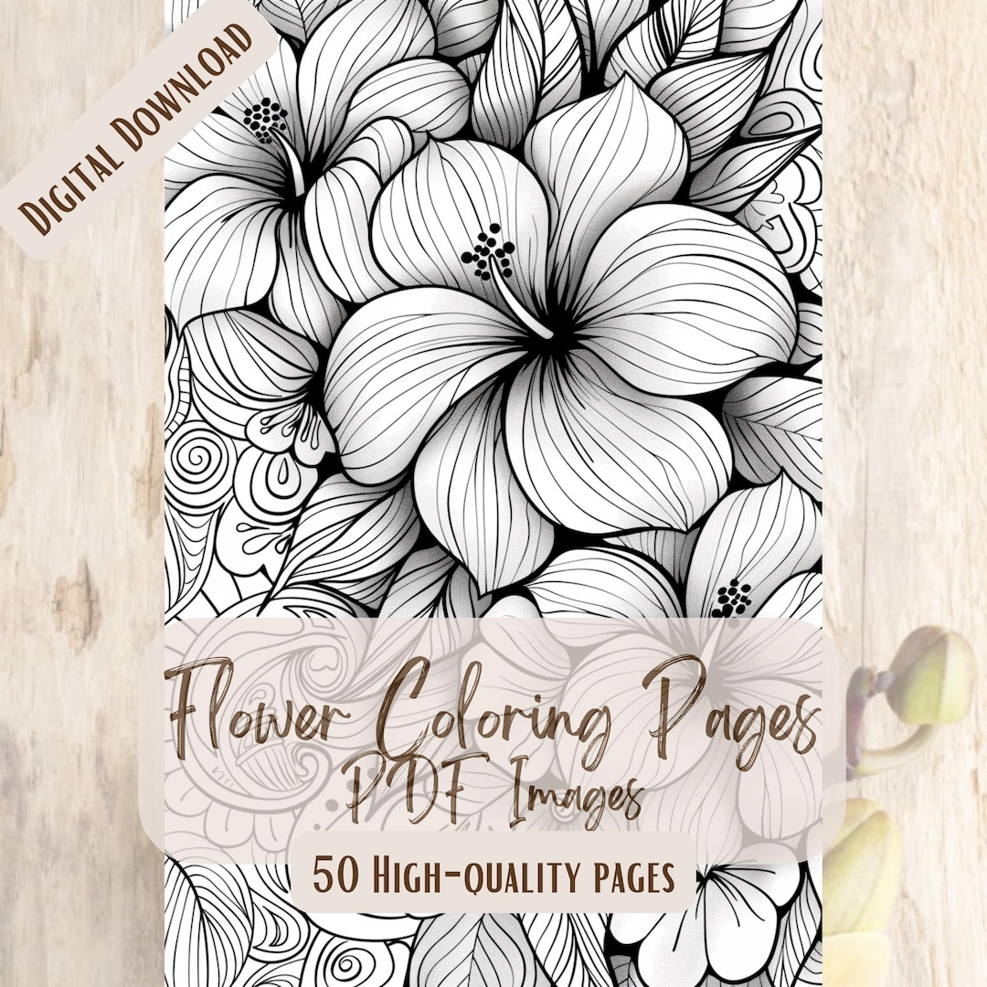 Flower Coloring Pages, 50 Printable Designs for Relaxation and ...