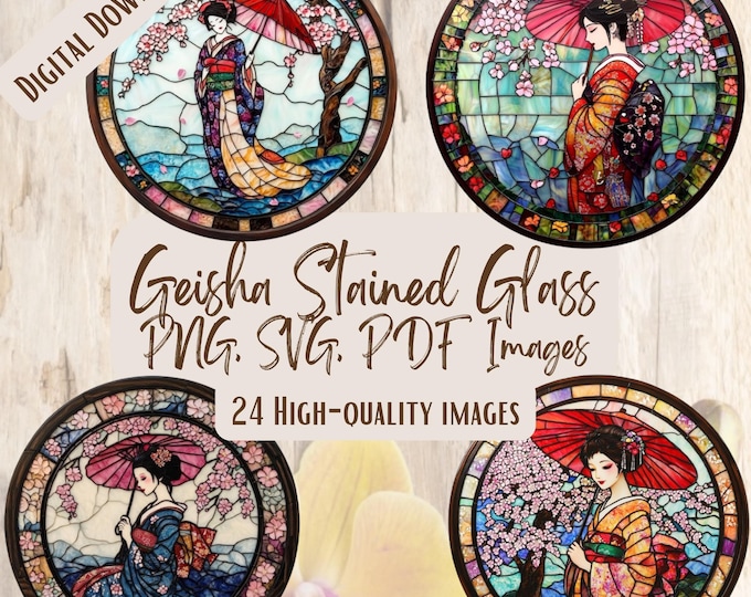 Geisha Stained Glass Pattern Svg File - Etsy Canada