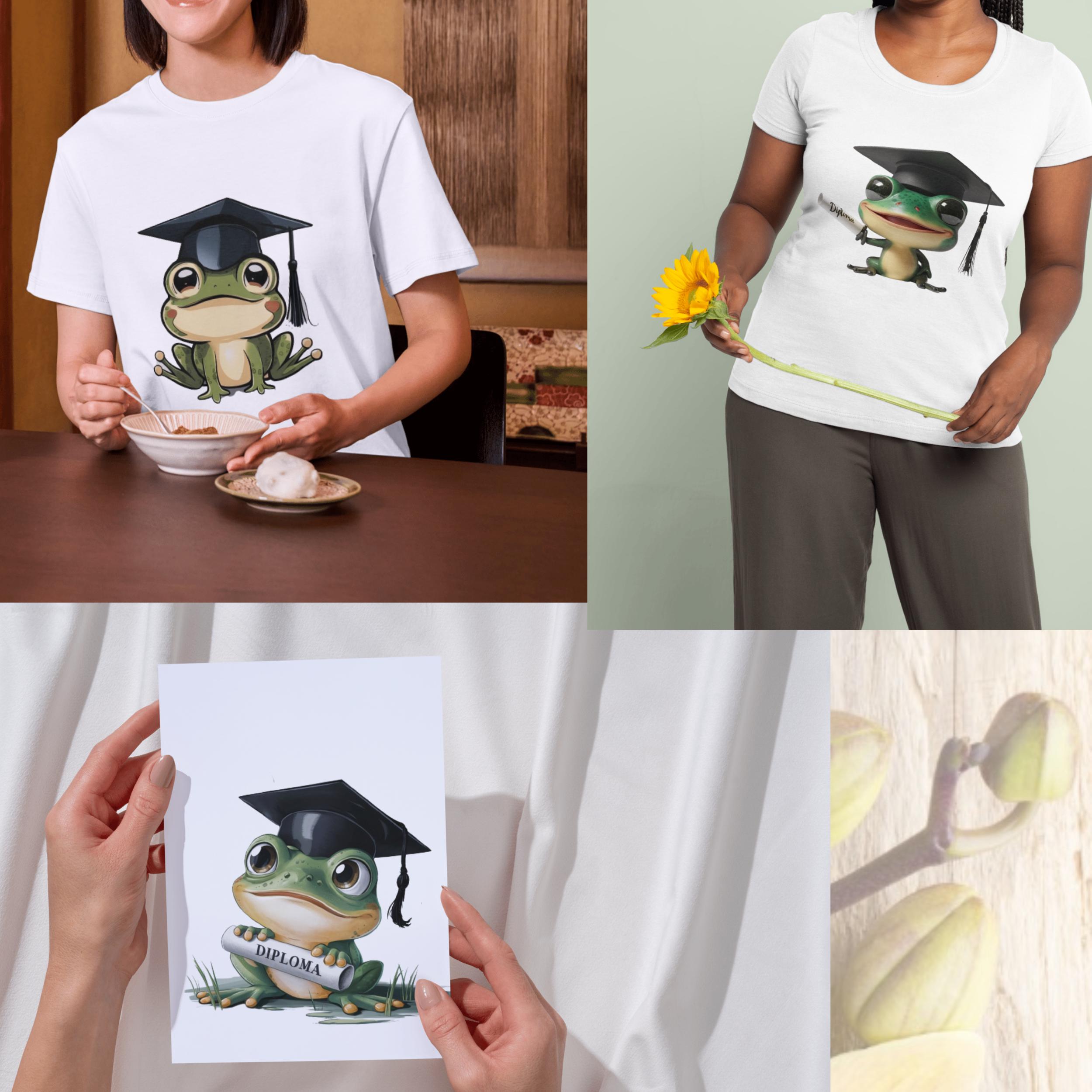 Frog Graduation PNG SVG Bundle, 21 Adorable Frog Clipart Designs for ...