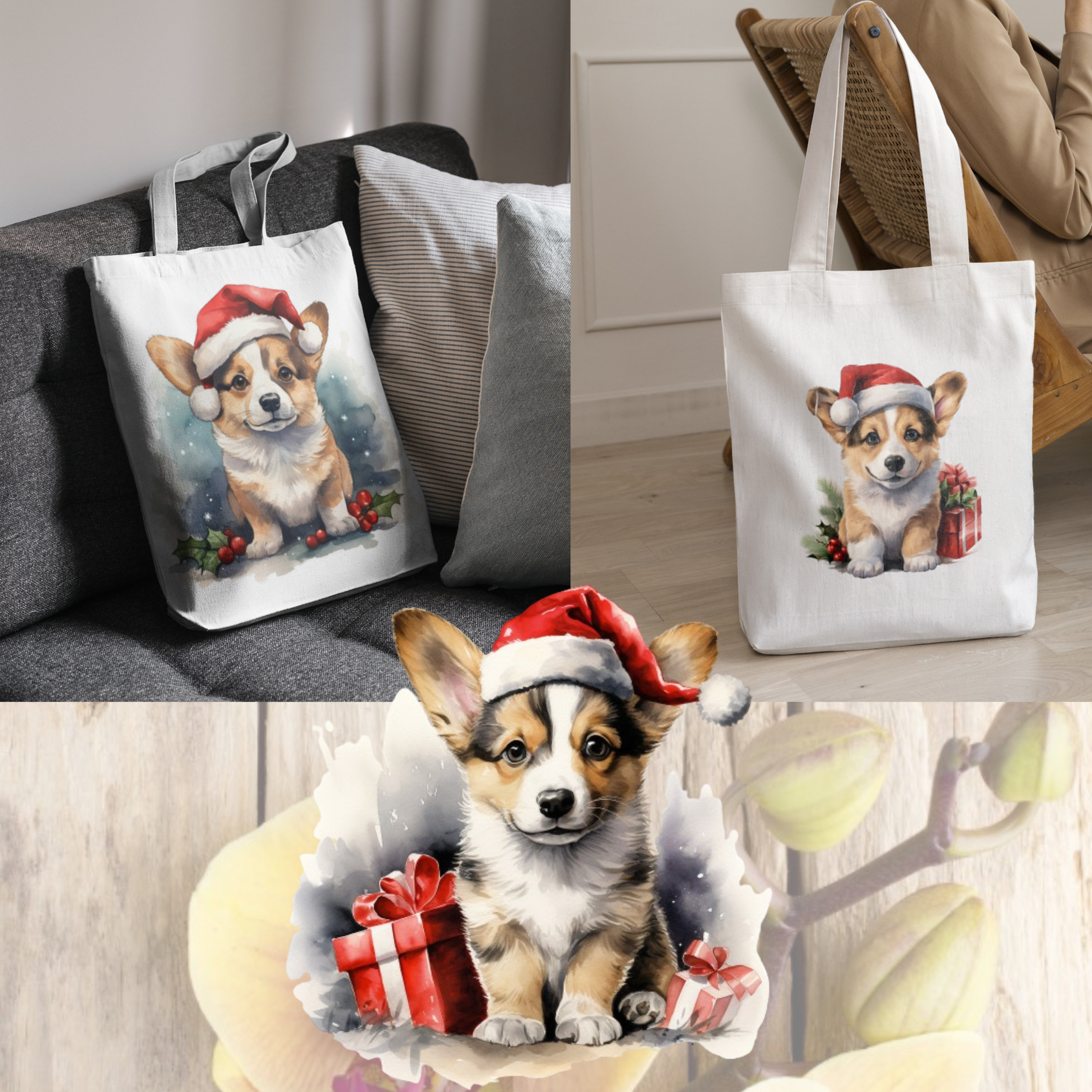 Corgi Christmas Watercolor PNG SVG Bundle 38 Images Digital Printable ...