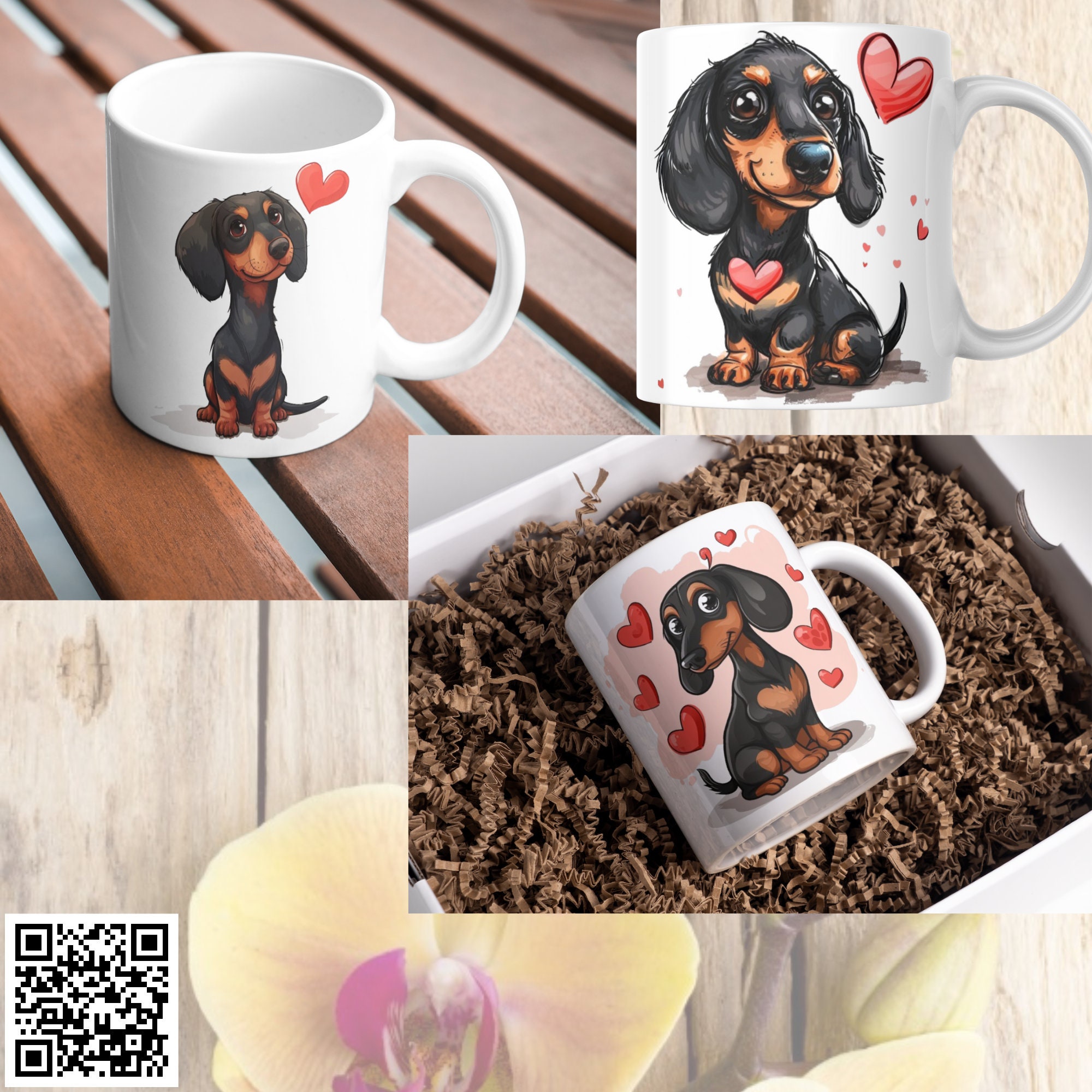 Dachshund Valentine Watercolor PNG SVG Bundle 20 Images Digital ...