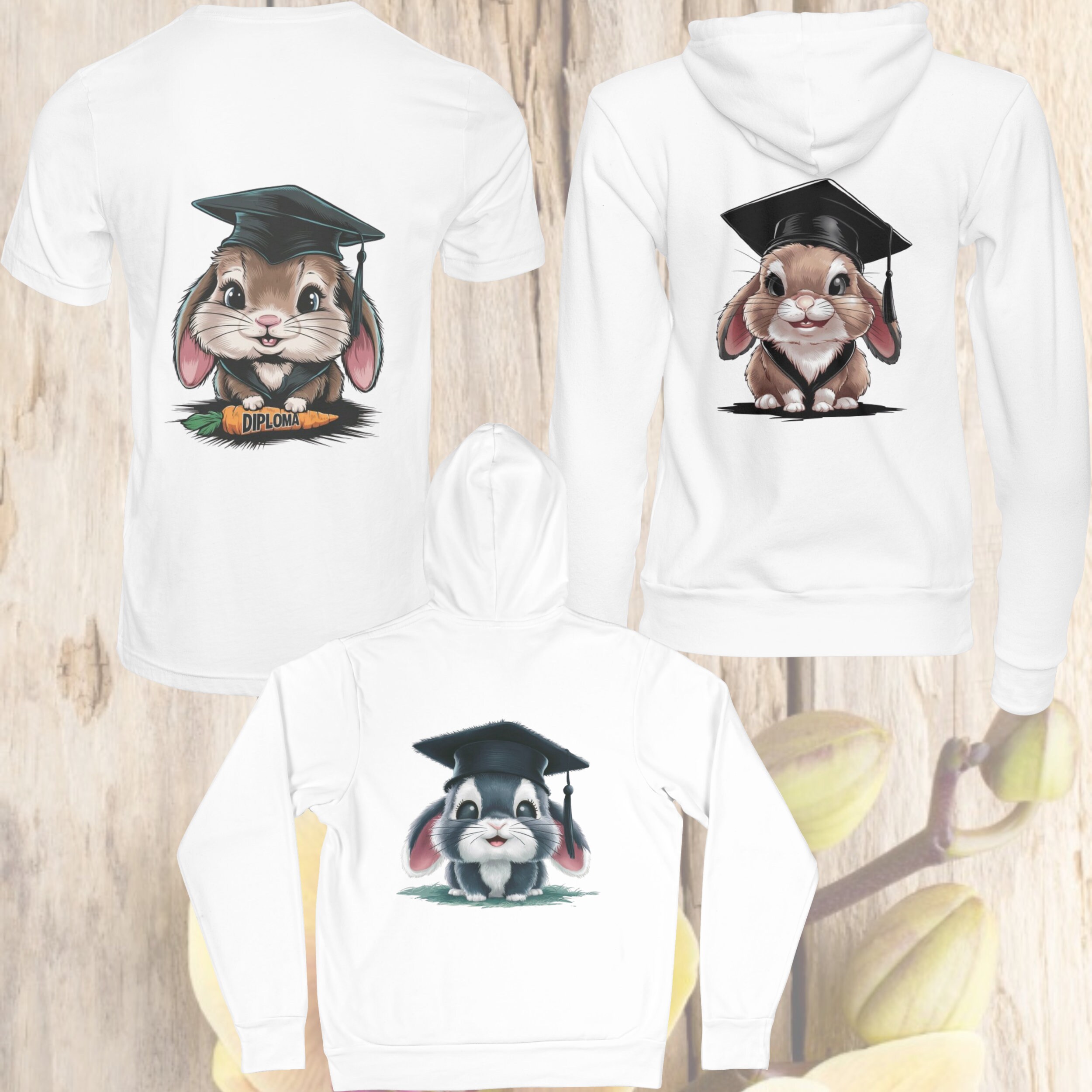 Bunny Graduation PNG SVG Bundle 20 Images Digital Printable Vector ...