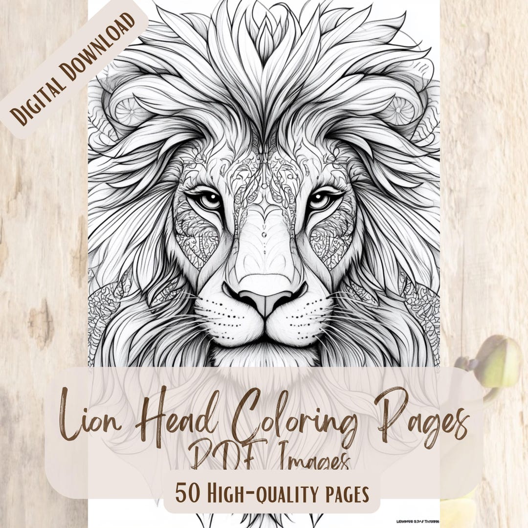 50 Lion Head Coloring Pages, Majestic Mane Design for Relaxation ...