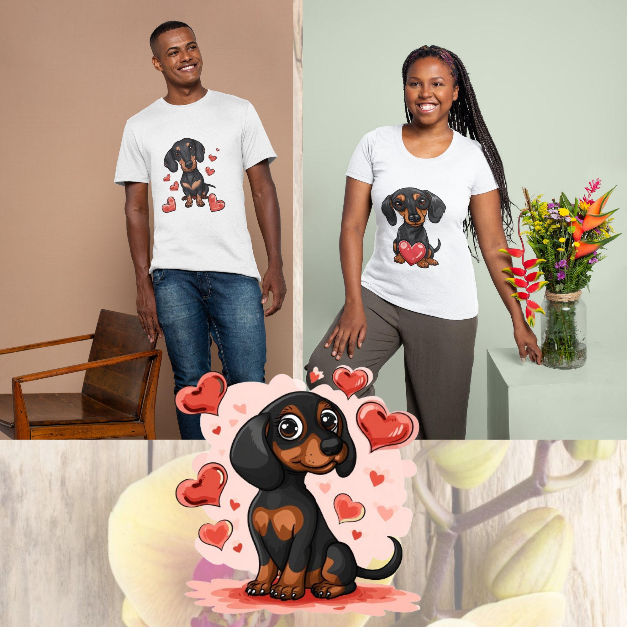 Dachshund Valentine Watercolor PNG SVG Bundle 20 Images Digital ...