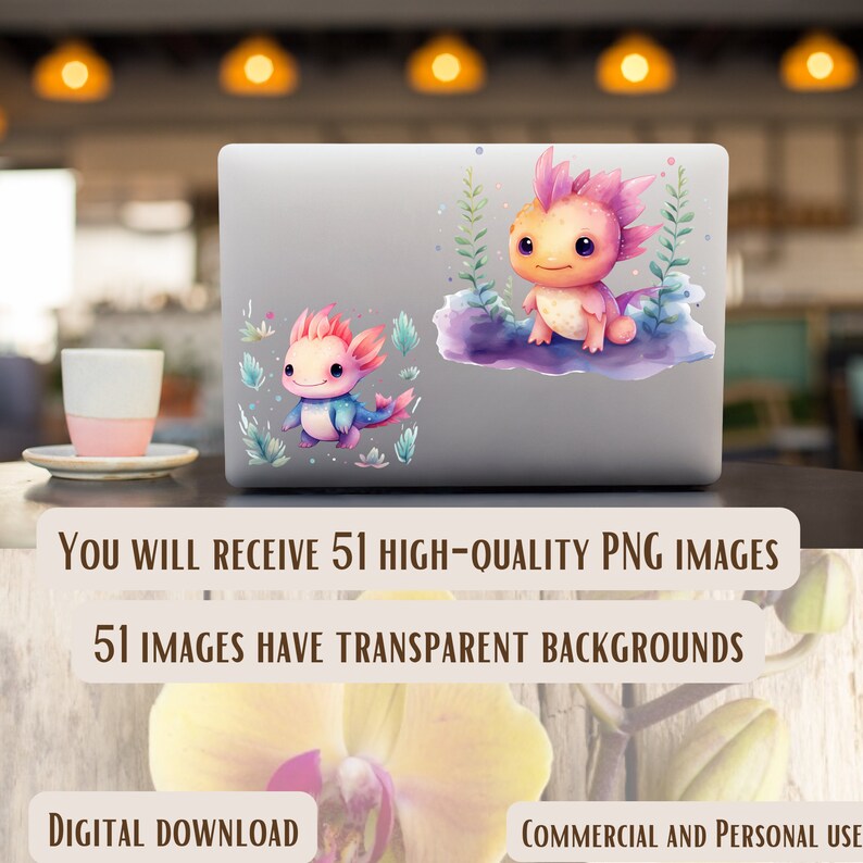 Axolotl Watercolor PNG SVG Bundle 51 Image Digital Printable Vector ...