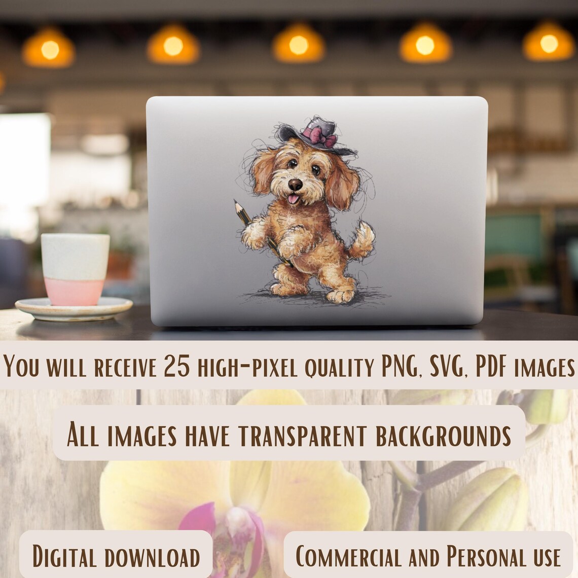 Goldendoodle Scribble Drawing PNG SVG Bundle, 25 Sketch Style Dog ...