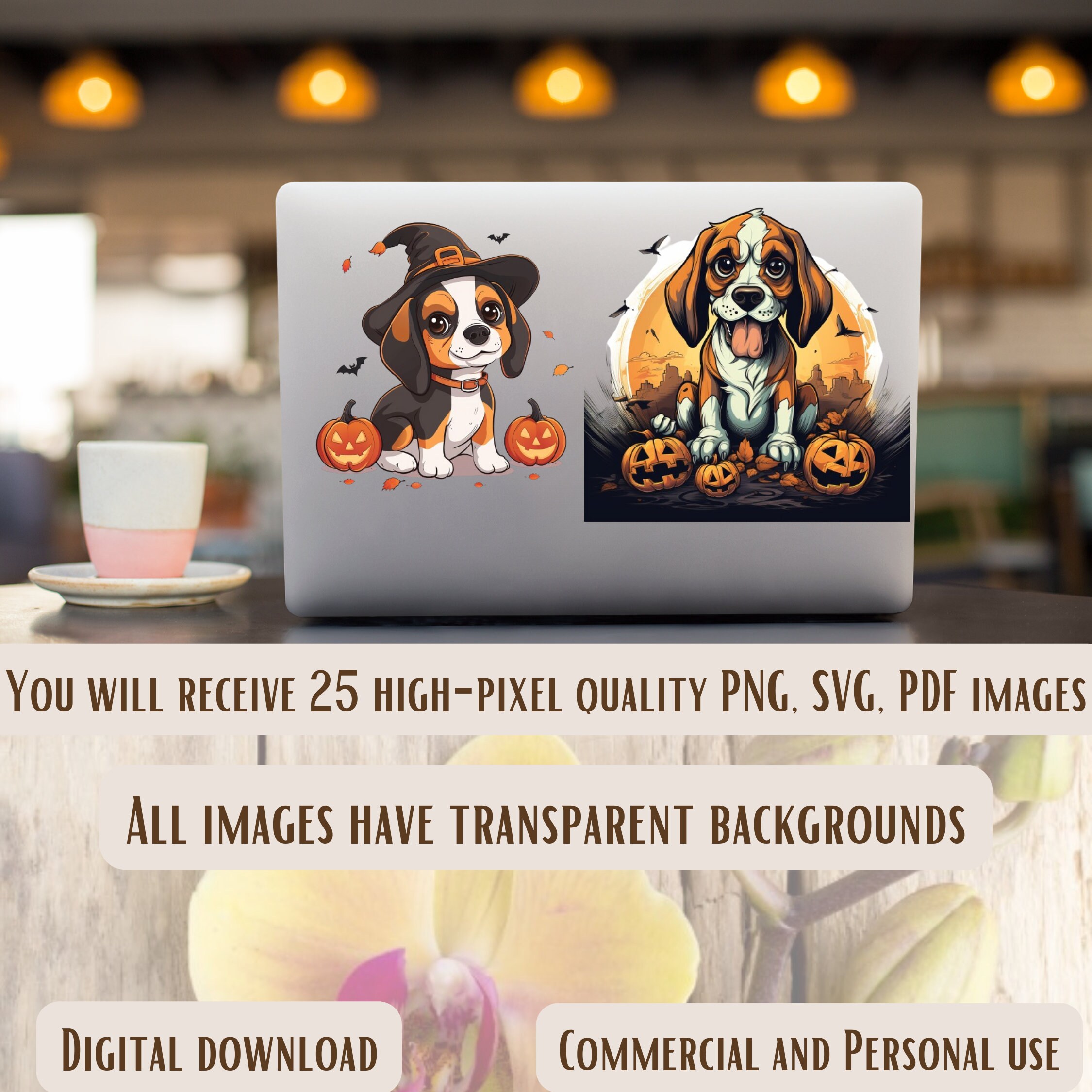 Beagle Halloween PNG SVG Bundle 25 Images Digital Printable Vector ...