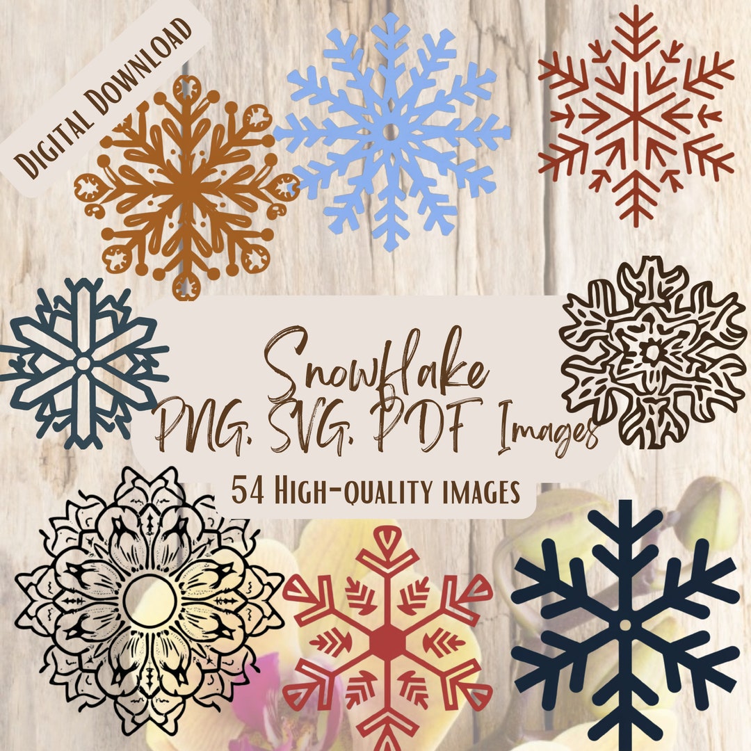 Snowflakes Clipart, 54 PNG SVG Bundle, Beautiful Winter Snowflake ...