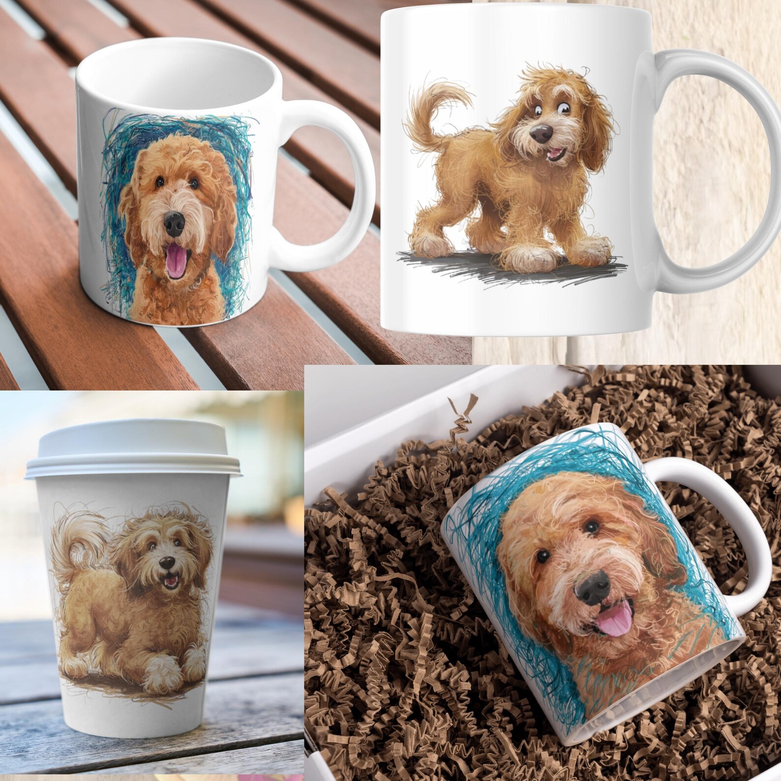 Goldendoodle Scribble Drawing PNG SVG Bundle, 25 Sketch Style Dog ...