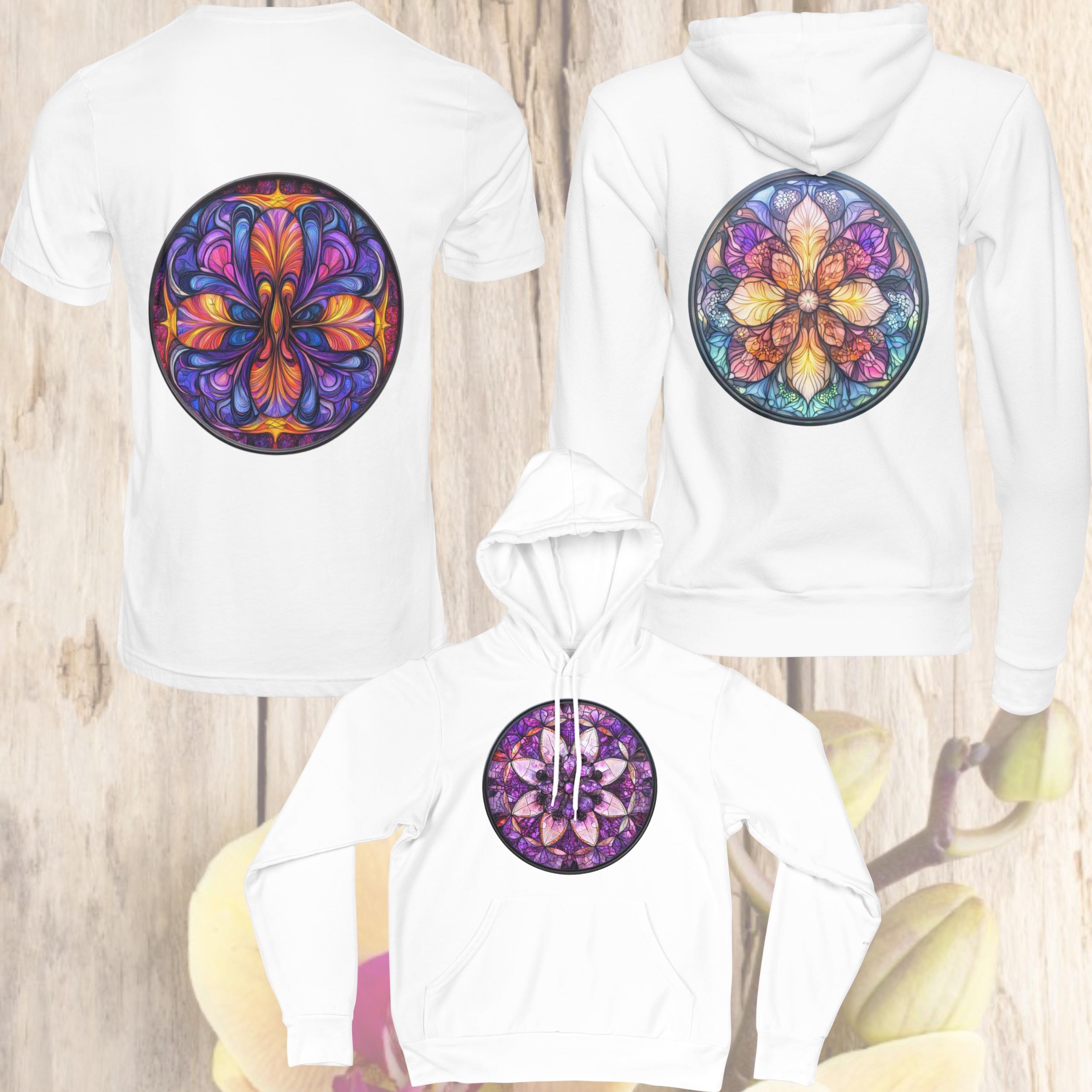 Psychedelic Floral Stained Glass PNG SVG Bundle, 20 Bold Colorful ...