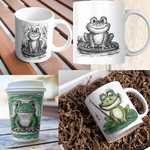 Frog Scribble Drawing PNG SVG Bundle, 30 Doodle Amphibian Clipart ...