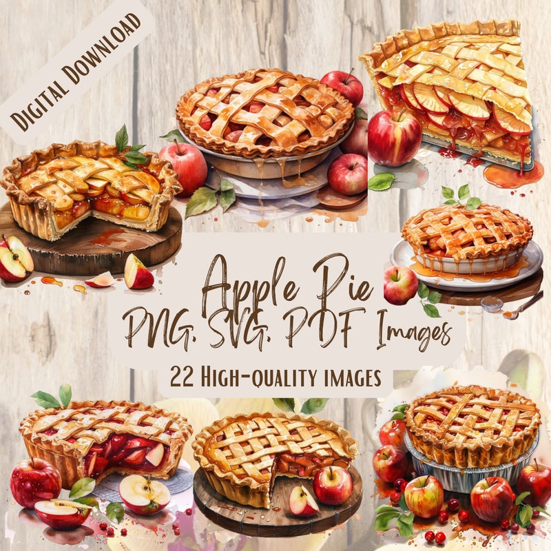 Apple Pie Clipart - Etsy