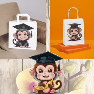 Monkey Graduation PNG SVG Bundle, 25 Fun Graduate Monkey Clipart ...